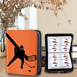 Hockey Card Binder,4-Pocket Trading Card Binder with 400 Card Sleeves,Portable Cards Album Case for Cards Collection Baseball Football Hockey Basketball Sports Cards (400 Pocket Hockey)