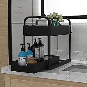 STOUTPELY Under Sink Organizer, Under Kitchen Sink Organizers And Storage 2 Tier Cabinet Shelves Organizer Racks Multipurpose Bathroom Collection Baskets, Kitchen Countertops And Bathrooms, 2 Pack