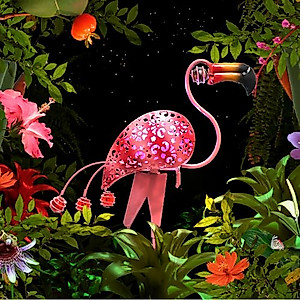 esgarden Garden Solar Light Flamingo Outdoor Crackle Glass Decorative Pathway Lights Path Landscape Decor Outside Backyard Yard Patio Decorations Porch Walkway Driveway Courtyard Gift 1 Pc