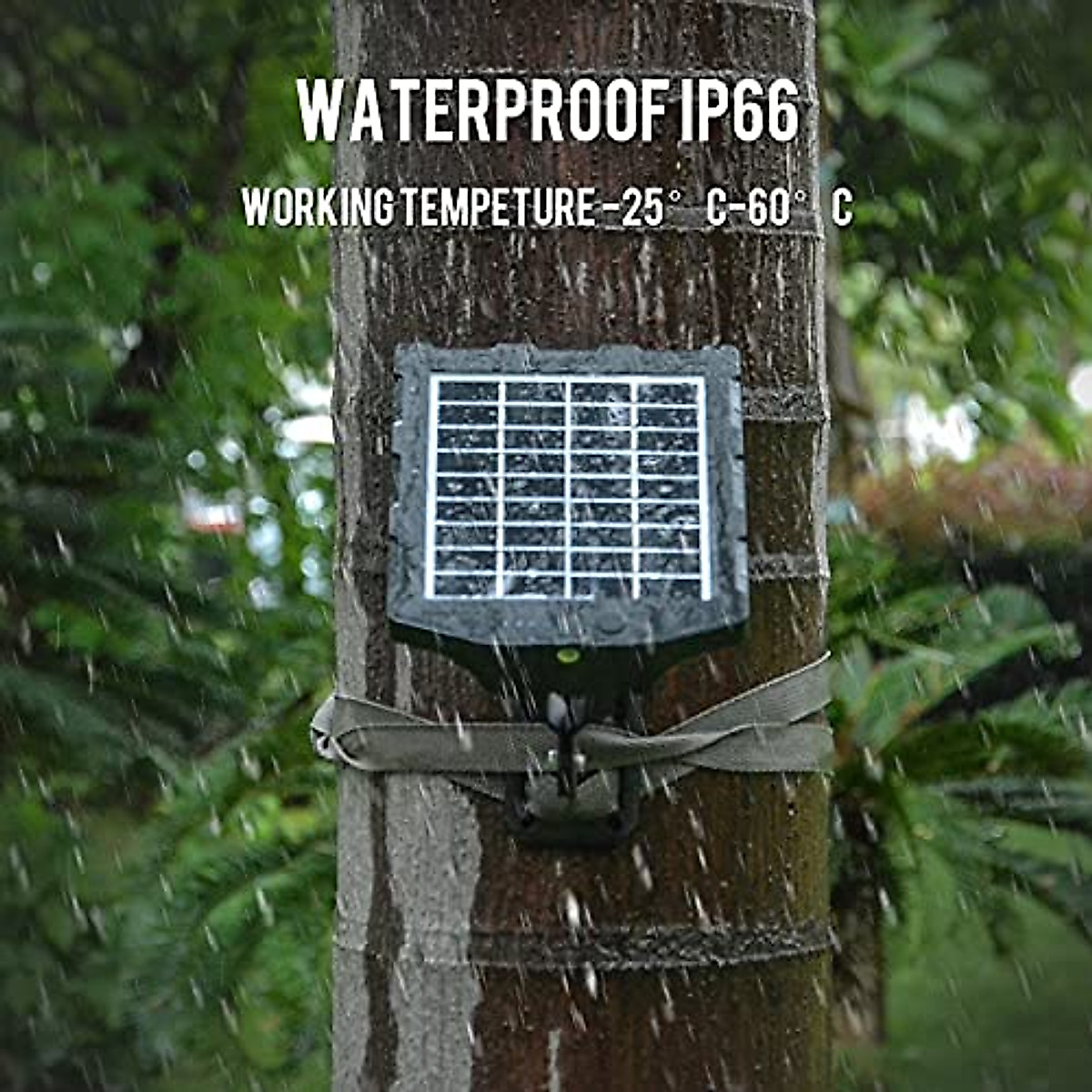 Winghome Solar Panel for Trail Camera, Solar Charger Kit for Game Camera Trail Cam Deer Feeder with 16 Fts Extensive Cable DC 12/6V 2000 mAH Waterproof IP66 Compatible with Wildlife Camera (Black)