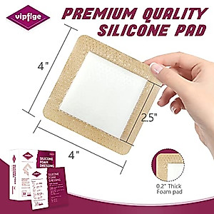 Silicone Foam Dressing with Gentle Adhesive Border 4'' x 4'' 10 Pack, High Absorbency Foam Wound Bandage for Bed Sore, Pressure Ulcer, Diabetic Foot Ulcer, Leg Ulcer