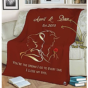 Premium Customized Beauty & Beast Blanket Gift for Valentine……