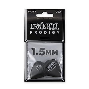 Ernie Ball Prodigy Guitar Picks, Standard, Black 1.5mm, 6-pack (P09199)