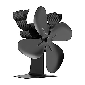 heybb Woodburner Stove Fan, 4 Blades Wood Stove Fans Heat Powered, Silent Operation with Stove Thermometer for Wood, Log Burner, Fireplace, Eco Friendly Circulatons and Efficient Heat Distributions