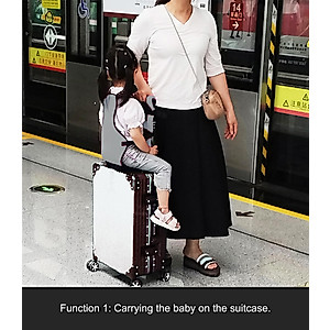 saicheek 3-IN-1 Toddler Travel Suitcase Seat with Safety Anti-Slip Rope,Ride on Suitcase for Kids,Kids Carrier on your Back or In The Arms,Suitable for All Kinds of Suitcases