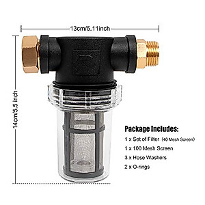 BEETRO Garden Hose Filter for Pressure Washer Inlet Water, Sediment Filter Attachment, with 100 Mesh and 40 Mesh Screen, 3 Sets