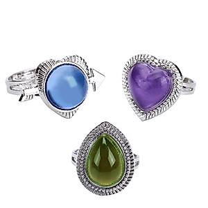 LUBINGSHINE 3 Pieces Mood Ring Changes Colors When Emotion Feeling Changes Adults Heart Water Drop Mood Rings for Women (Heart & Drop)