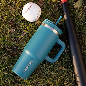 BJPKPK 30 oz Tumbler With Handle Insulated Tumblers With Lid And Straw Stainless Steel Thermal Cup,Blue Haze