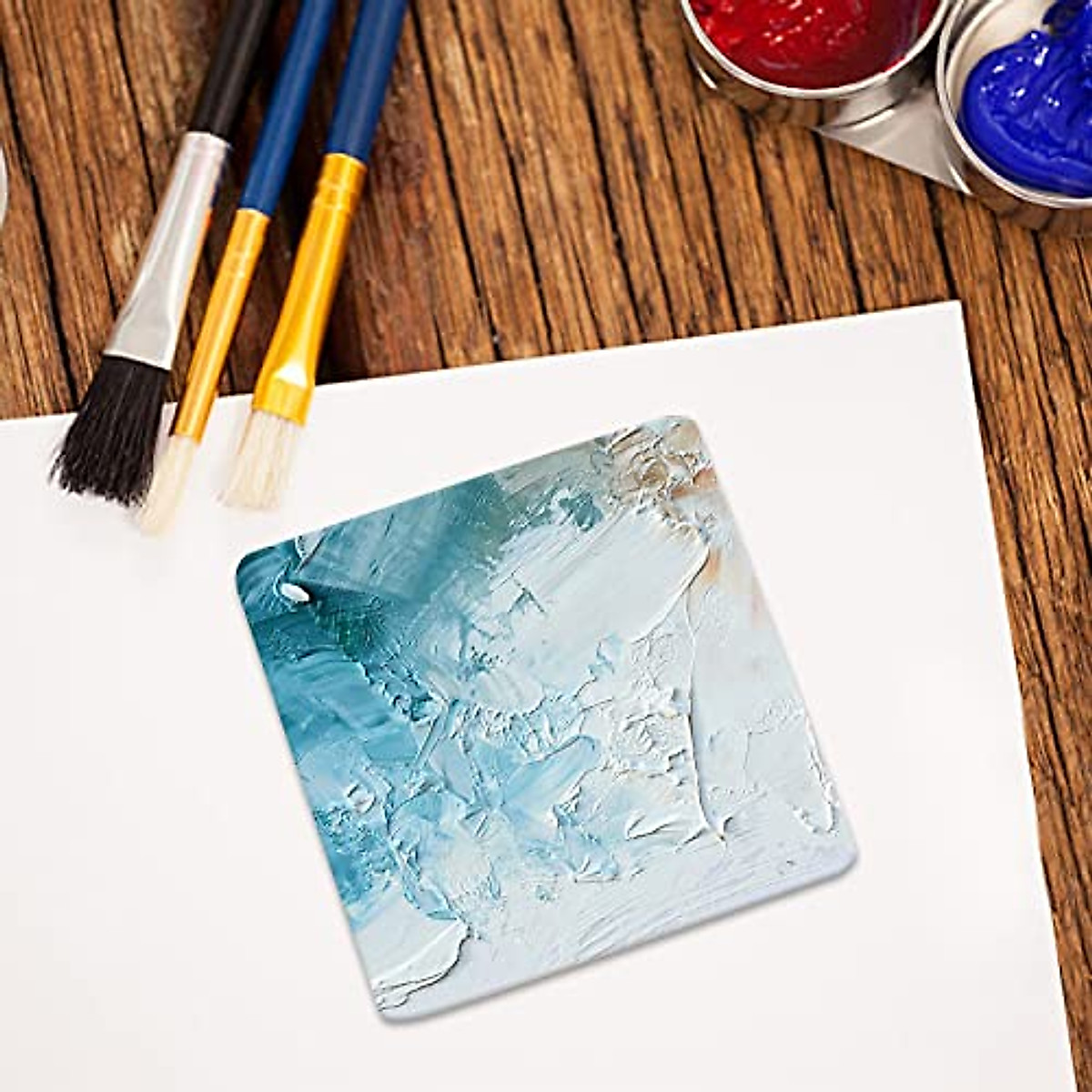 24 PCS Unfinished Square Wood Coasters, 4 Inch Blank Wooden Coasters with 100 Pcs Self Adhesive Non Slip Foam Dots, Wood Slices for DIY Crafts Painting Engraving Home Decoration