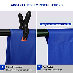 10 X 8 FT Royal Blue Screen Backdrop for Photography, Chromakey Background for Video Self Tape Audition Zoom Meeting Photoshoot Gaming YouTube, Polyester Cloth Fabric Curtain Sheet with 4 Clamps