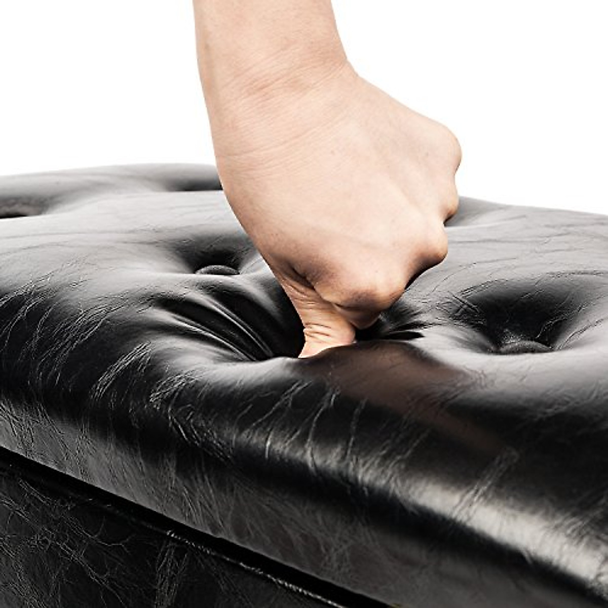 Bonnlo Adjustable Duet Piano Bench with Storage Black Faux Leather Piano Stool Deluxe Padded Seat with 2” Thick Cushion