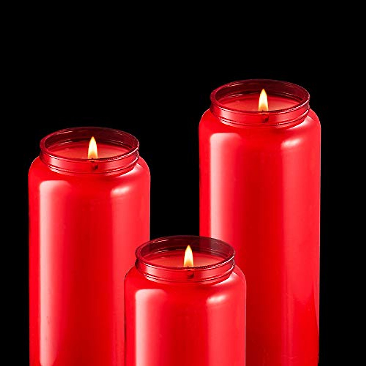 Tribello 9 Day Candles, 3 Pack | 7” Red Pillar Candles for Memorial, Love Spell, Novena Prayer, Religious Ceremony, Vigil, Party Décor, Emergency Survival | Unscented White Wax in Red Plastic Jar