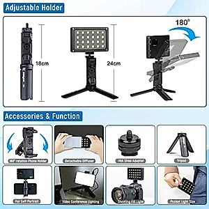 VILTROX LED On Camera Video Light, Video Conference Lighting Kit with Mini Tripod, Pocket Photo Light Bi-Color 2500-8500K Panel Lights Photography Lighting for Video Recording Photoshoot Zoom Lighting