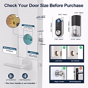 WiFi Smart Lock,SMONET Electronic Digital Bluetooth Smart Deadbolt,Keyless Entry Door Lock with Keypads,Gateway Hub Included, Remotely Control,Work with Alexa,Code for Home Front Door,Silver