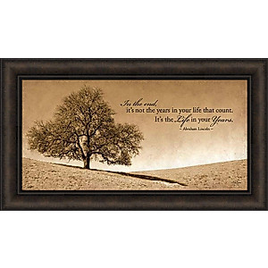 Home Cabin Décor Life in Your Years by John Jones 16x28 Sepia Photograph Tree Landscape Abraham Lincoln Quote Inspirational Framed Art Print Picture