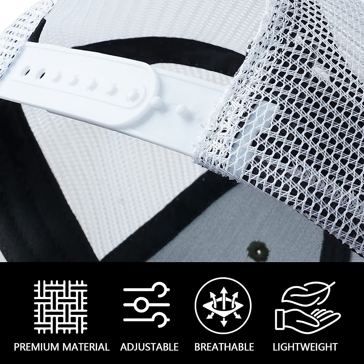 Pnkvnlo Mesh Bigfoot Hat Leather Cap for Men- Great Snapback Closure Sasquatch Hat for Hunting & Hiking-Leather-navy blue