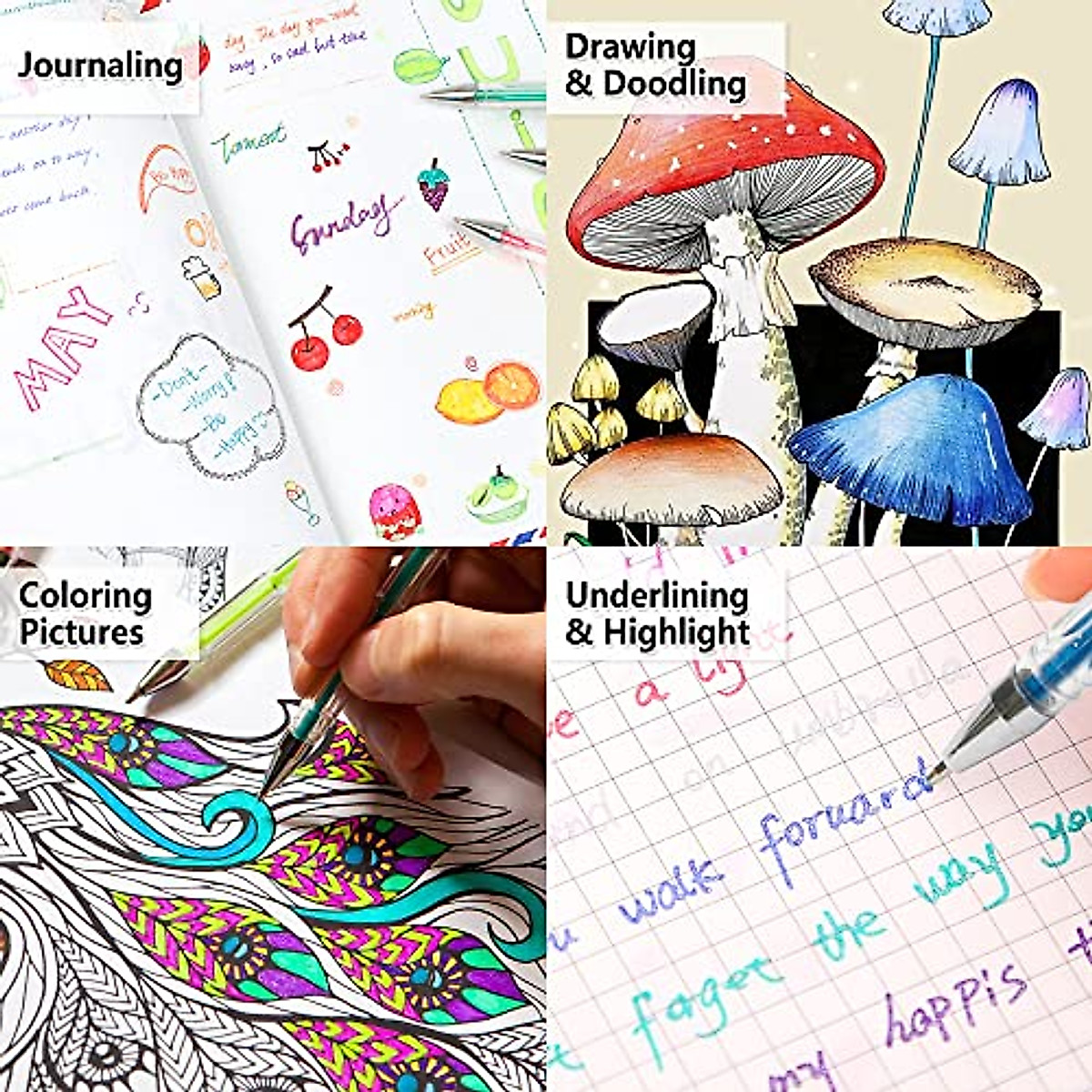 feela 360 Colors Gel Pens Set 180 Unique Gel Pen Plus 180 Refills for Adult Coloring Books Drawing