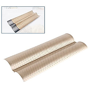 Zerodis Bread Baking Pan, 2 Slots Bread Baking Carbon Steel Baguettes Baking Tray Nonstick Easy to Wash Bakeware Toast Baking Bread Loaf Pan for Kitchen Cooking Baking
