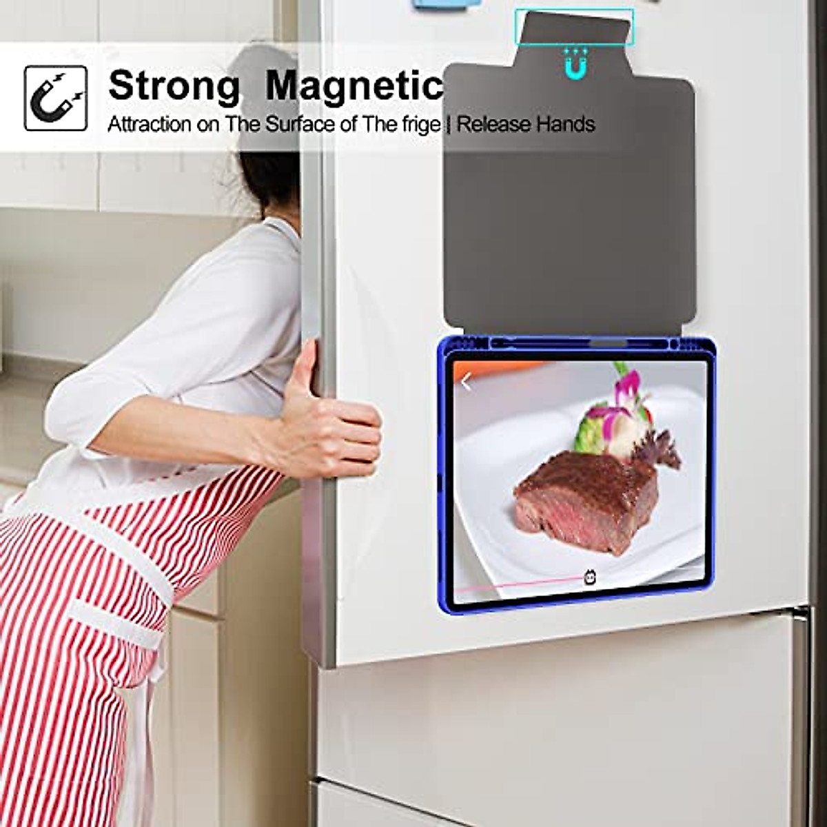 OCYCLONE Compatible with iPad Pro 12.9 Case 2021 2020 2018, 7 Viewing Angles Magnetic Stand with Pencil Holder Protective Case for iPad Pro 12.9 inch 5th 4th 3rd Gen, Blue