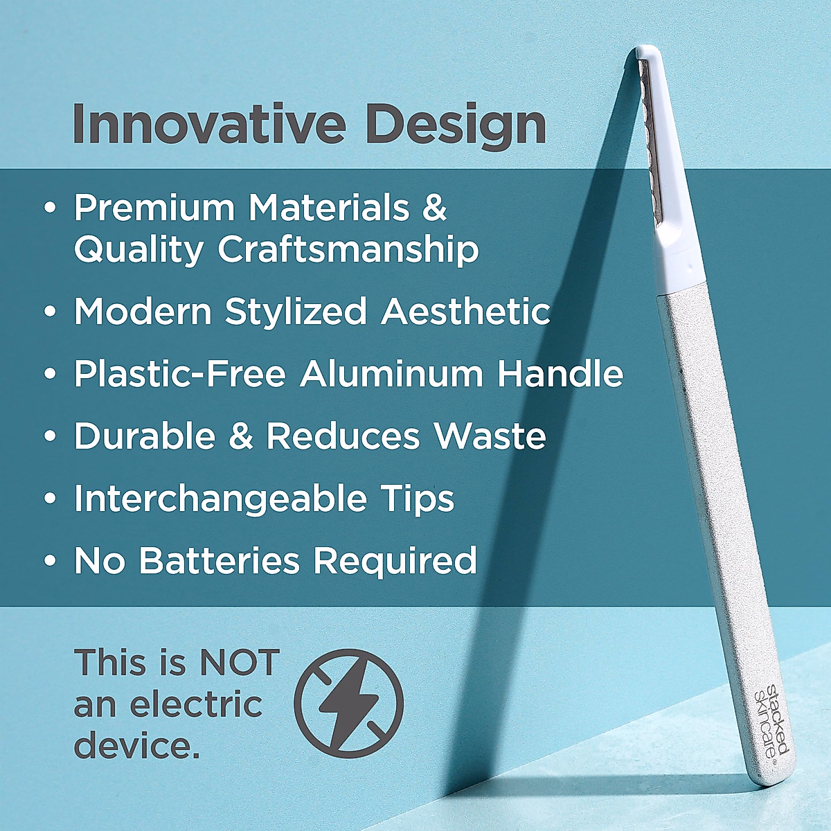 StackedSkincare Dermaplaning Kit for Face Exfoliation, Includes 3 Replaceable Blades & 3 Precision Blades, 7 Count