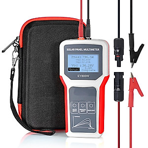 800W Solar Panel Tester, MPPT Photovoltaic Panel Multimeter Monitor MPPT Watt Voltage Amp with Clear Backlit LCD Display, Solar Power Tester with MC4 Connector Backlit and Alligator Clip Included