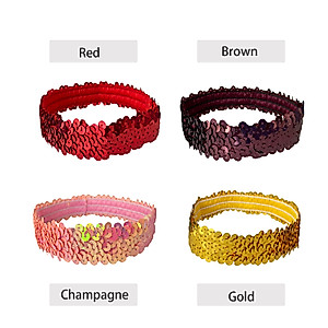 WEBGGER 12 Pack Sequin Headbands Elastic Stretch Sparkly Fashion Headband for Teens Girls Women Hairband Sport Head Band Party Favors Muticolored