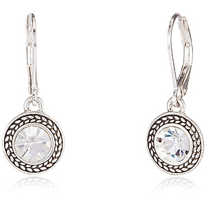 Napier Women's Color Declaration, Silver Tone Clear Crystal Glass Leverback Drop Earrings