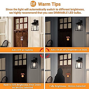 Qingmiao Dusk to Dawn Motion Sensor Wall Light Outdoor Porch Light Wall Lantern Outdoor Light Fixture Exterior Wall Mount Sconce