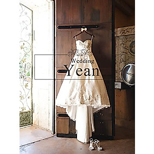Yean Bow Knot Wedding Hangers Classic Wood Color Bride Dress Hanger Groom Suit Hanger Engraved Bridal Gown Hanger for Women and Men (Bride (Pack of 1)
