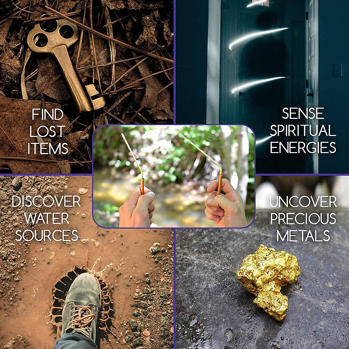 MyDeal Products Solid Copper and Brass Dowsing Rods with Smooth Movement for Tracing Spiritual Energy Chi, Ghost Hunting, Water Divining, Finding Gold, Locating Lost Items or Answering Questions!