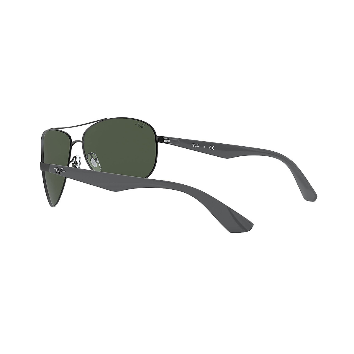 Ray-Ban Men's RB3526 Aviator Sunglasses, Matte Black/Dark Green, 63 mm