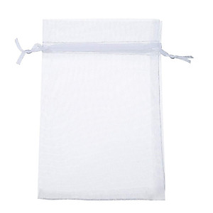 Wudygirl 100pcs Organza Bags 4X6 with Drawstring Jewelry Pouches Bags for Party Wedding Christmas Candy Seashell Favor Bags (White 4x6)