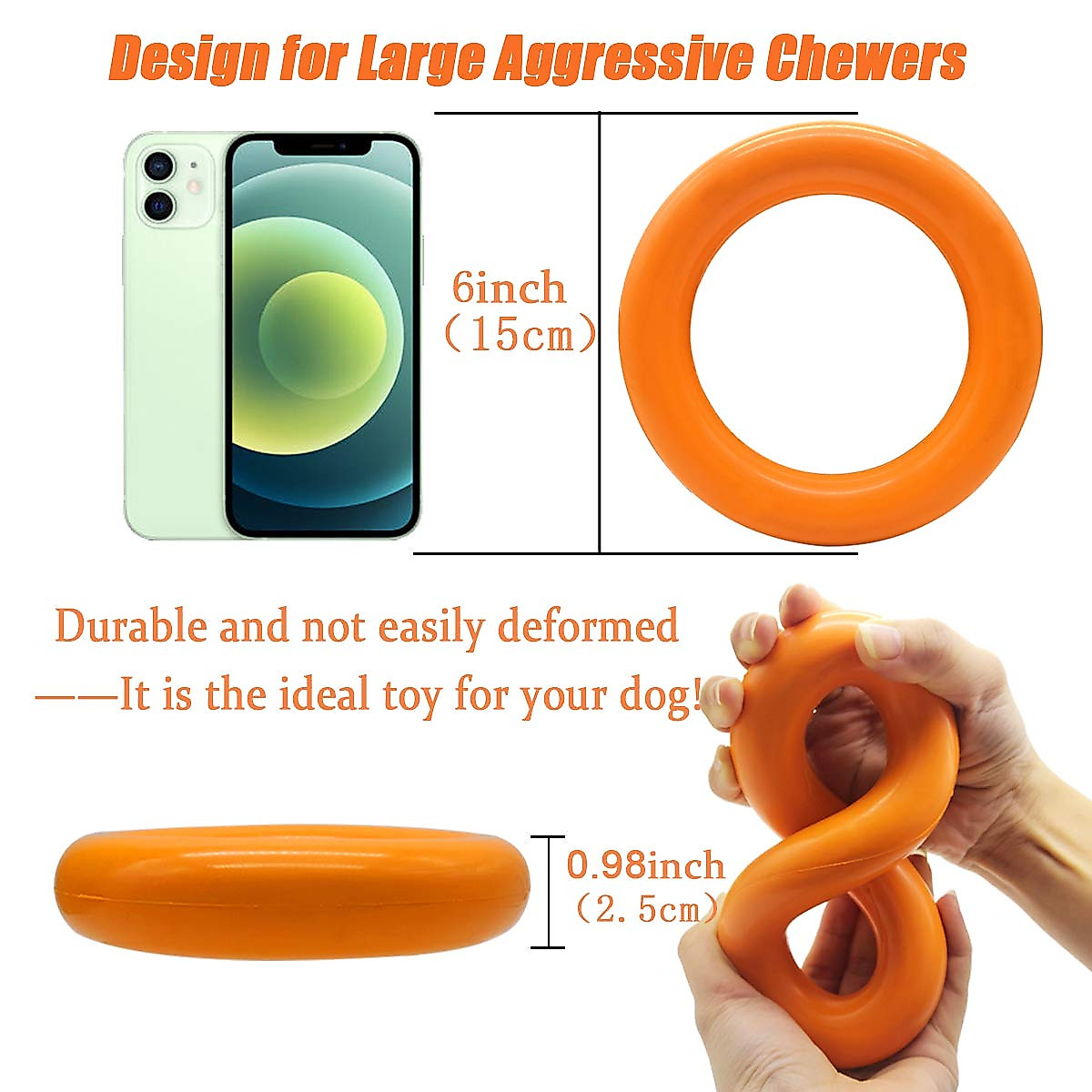 DLDER Dog Toys for Aggressive Chewers Large Breed,Durable Dog Ring Toy,Tough Rubber Dog Toy,Indestructible Dog Chew Toys for Large Medium Dogs Training and Teeth Cleaning.