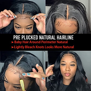 GOSSVOL 5X5 Closure Wigs Body Wave Lace Front Wigs Human Hair 150% Density 30 inch Body Wave Human Hair Wigs 5x5 Transparent Lace Closure Wig Pre Plucked with Baby Hair Natural Color Soft