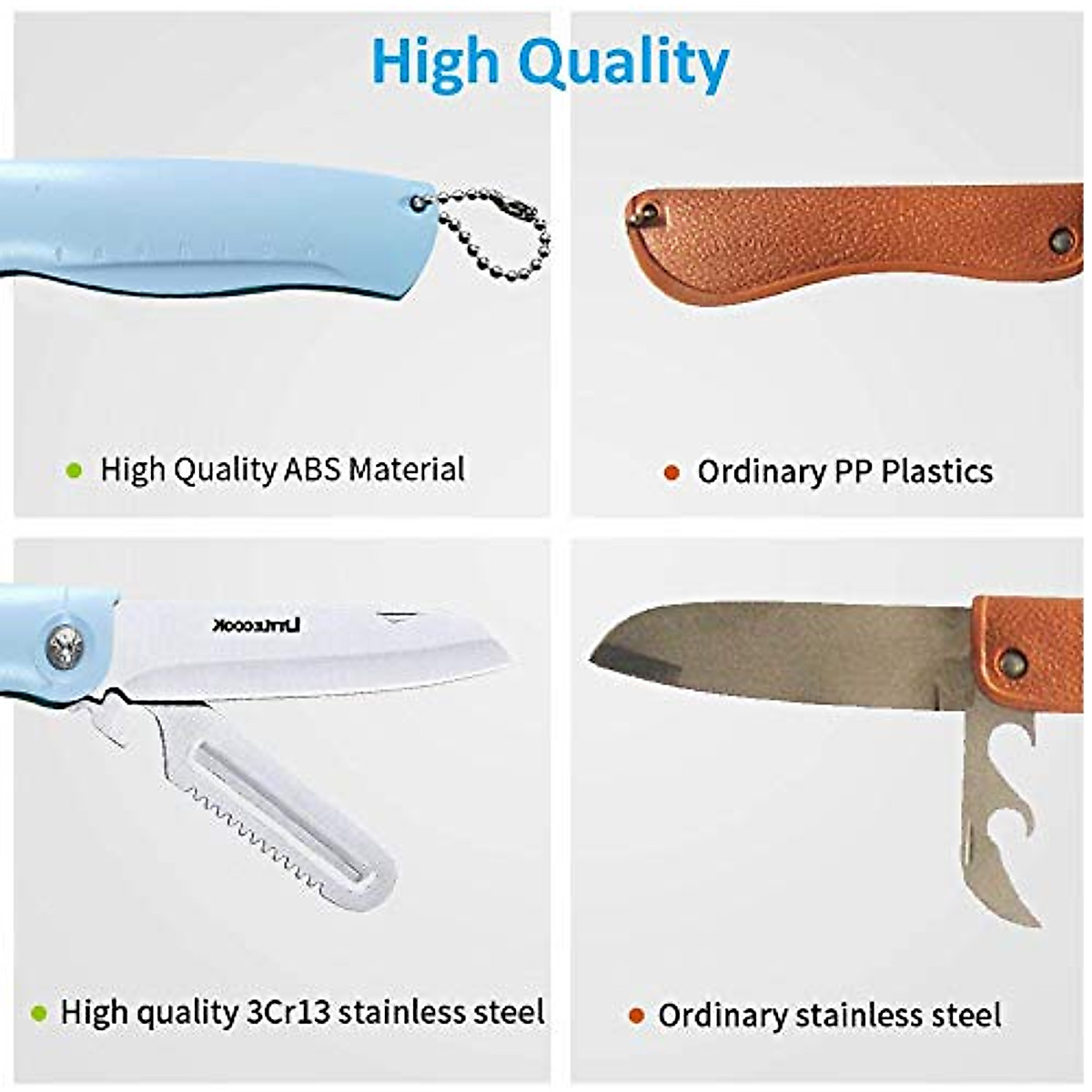 Travel Pocket Paring Knife Fruit Knife Peeling Vegetable Peeler Folding Foldable Multi Function Small Portable Bottle Opener for Kitchen Traveling Camping Outdoor Stainless Steel Plastic 2 Blade Green