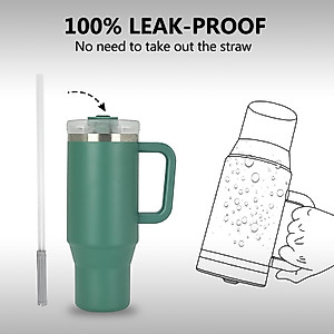 Riley Joy 40 oz Stainless Steel Tumbler with Handle & Straw, Vacuum Insulated Travel Mug for Office, Home, or Car, Cold/Hot Water Bottle, Leak-Proof, Fits Holders