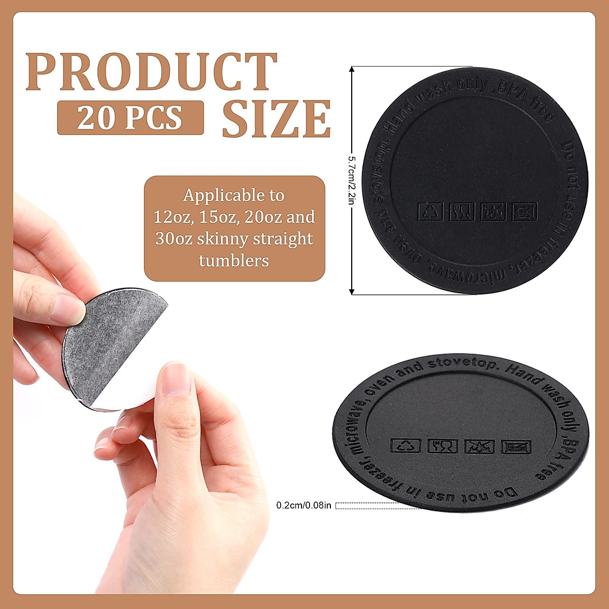 Mozeat Lens 20Pcs Rubber Bottoms for Tumblers 20 oz, Protective Anti-Slip Silicone Tumbler Bottoms with Adhesive, Tumbler Bumpers Rubber Tumbler Bottom for Skinny Sublimation Tumblers