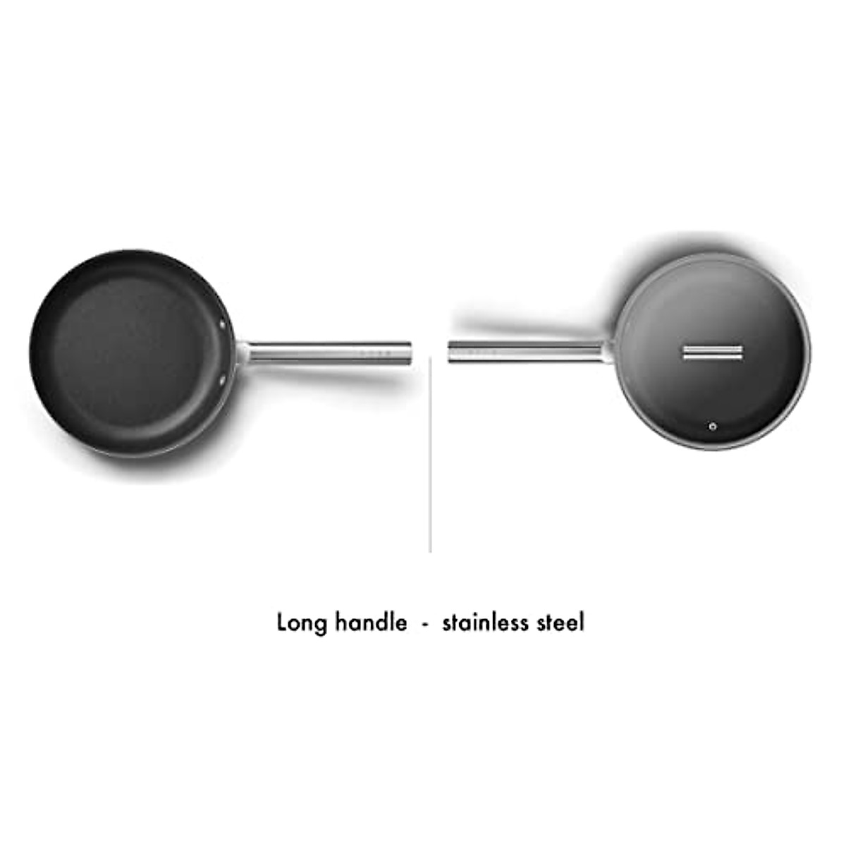 SMEG 8 PC Non Stick Cookware Set Black, 3 QT Sauce pan w/lid, 4 QT Deep Pan, 9.5" Fry Pan, 11" Fry Pan, 5 Qt Casserole