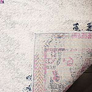 SAFAVIEH Madison Collection Area Rug - 8' x 10', Ivory & Fuchsia, Medallion Distressed Design, Non-Shedding & Easy Care, Ideal for High Traffic Areas in Living Room, Bedroom (MAD913A)