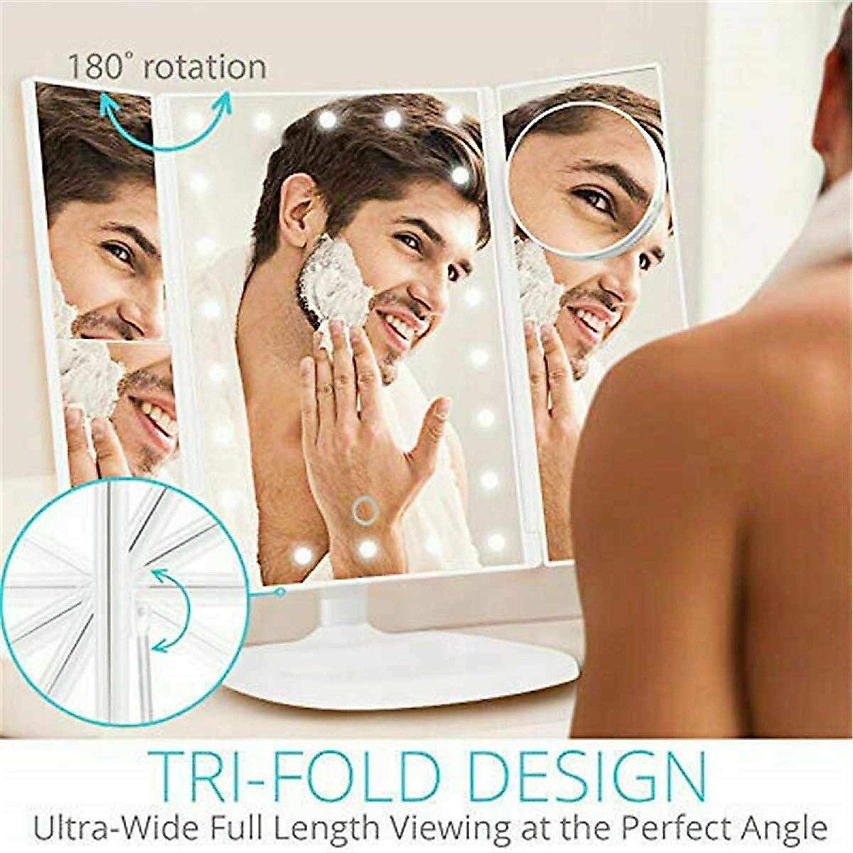 FQYYDD Illuminated Makeup Mirror Usb Portable Led Light Makeup Mirror Folding Mirror