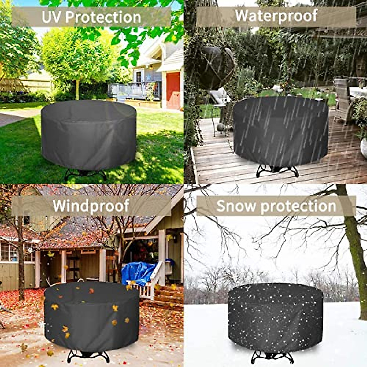 Patio Table Cover for Garden Round - Beige, 31x30inch, Waterproof, Rain, Snow, dust, Wind and UV Protection, 420D Oxford, Patio Furniture Covers, Round-The-Clock Protection, for Outdoor Furniture