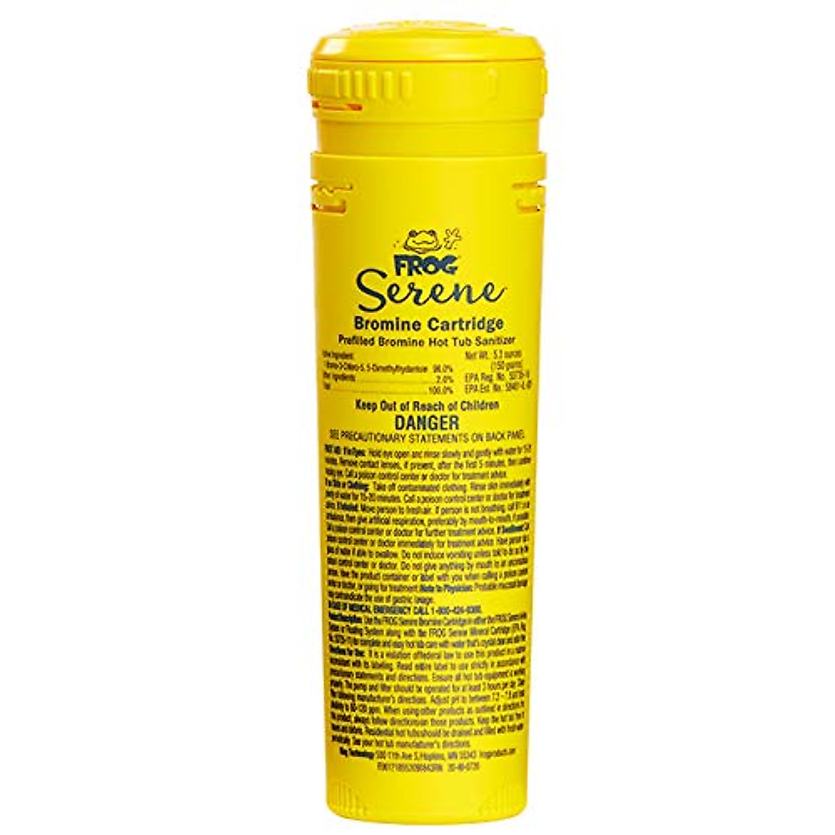 4 FROG Serene Bromine Replacement Cartridges for Hot Tubs for use only with FROG Serene Floating Sanitizing System + FROG Test Strips, Quick and Easy Sanitizer + Test Strips