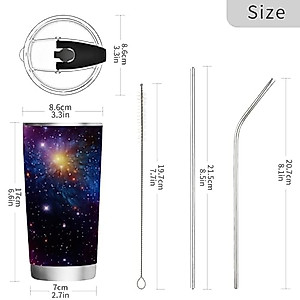 Wassud Colorful Starry Sky 20 oz Tumbler with Lid and Straw Stainless Steel Double Wall Vacuum Tumblers Insulated Travel Coffee Mug for Cold and Hot Drinks