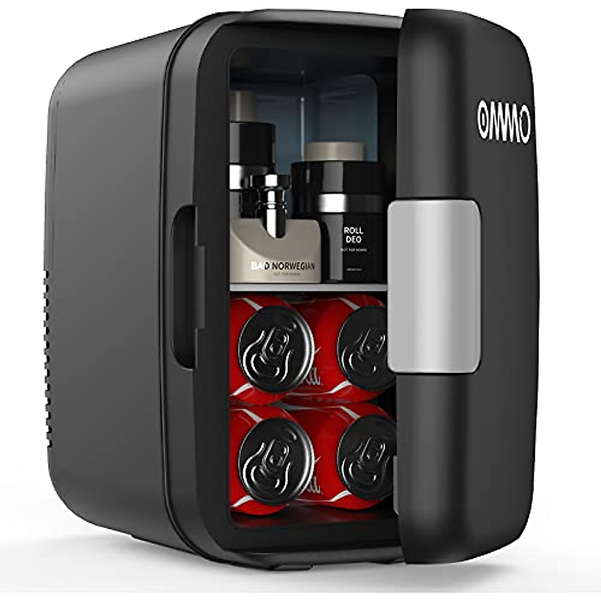 OMMO Mini Fridge, 6 L Portable Fridge, Cooler and Warmer Compact Small Refrigerator with AC/DC Power, for Skincare, Medications, Beverage, Home and Travel, Black