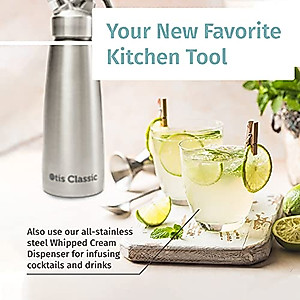 Whipped Cream Dispenser Stainless Steel - Professional Whipped Cream Maker - Gourmet Cream Whipper - Large 500ml / 1 Pint Capacity Canister - Includes 3 Culinary Decorating Nozzles