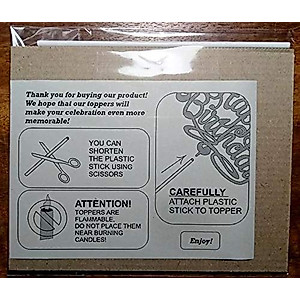 2001VK Blue Happy Birthday Cake Topper with 5 Silver-Gold Double Sided Stars Stars on Thin Wires for Party Decorations Set Handmade - available at store 2001VK