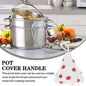 Hemoton Hot Pot Handle Cover Triangular Pot Handle Cap Thicken Air Fryer Polyester Oven Mitts