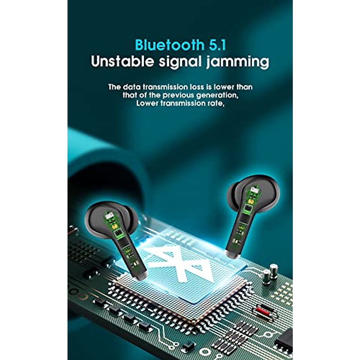 M48-Wireless Bluetooth Headset，Wireless Earbuds，Noise Cancelling Earbud，HD Sound Quality，deep bass，Sports Game headse，IPX6 Waterproof Stereo, Support to Summon The Voice Assistant, Black