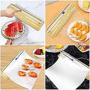 Sizet SIZET Bamboo Wood Plastic Wrap Dispenser with Cutter, Foil and Wax Paper Organizer Dispenser Drawer Compatible Brown 1 box 1 slots 1 box 1 slots 1 box 1 slots