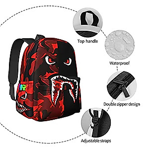 Vkaxopt Backpack Shark Teeth Camo Backpacks Travel Laptop Daypack Big Capacity Bookbag Fashion Durable for Men and Women,One Size